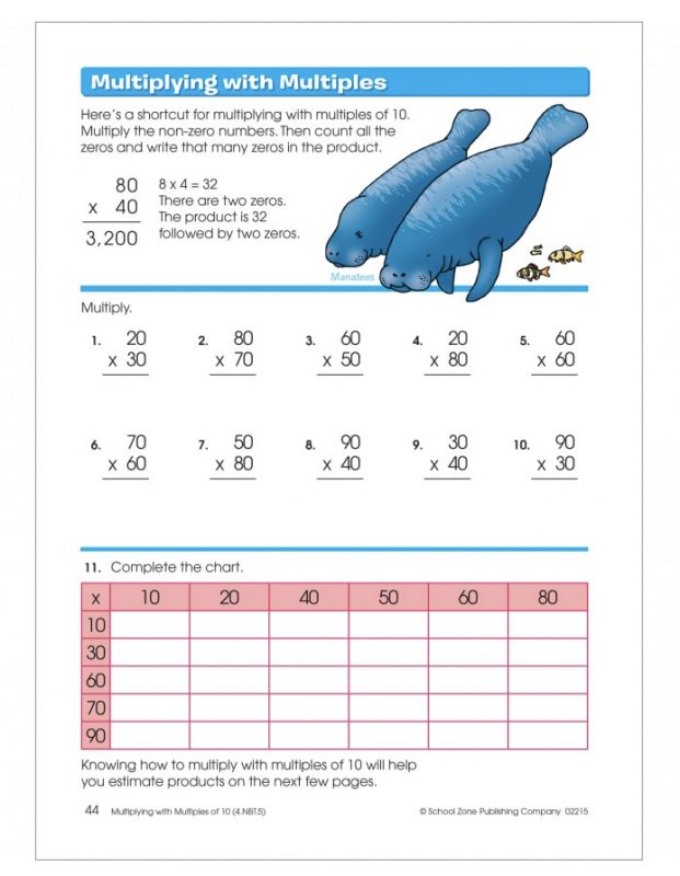 Multiplication & Division Grades 3-4 Workbook